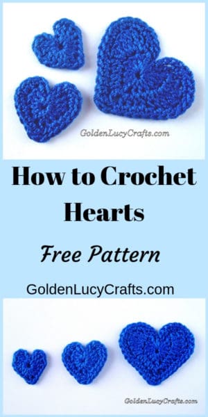 Crochet Heart Applique, Free Crochet Pattern - GoldenLucyCrafts