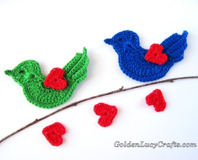 Crochet Bird Applique, Love Bird, Crochet Pattern - GoldenLucyCrafts