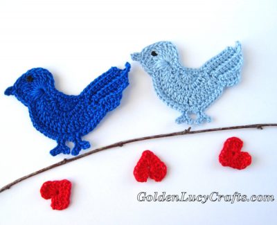 Crochet Bird Applique, Love Bird, Crochet Pattern - GoldenLucyCrafts