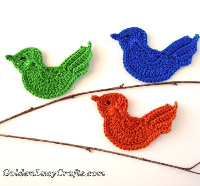 Crochet Bird Applique, Love Bird, Crochet Pattern - GoldenLucyCrafts