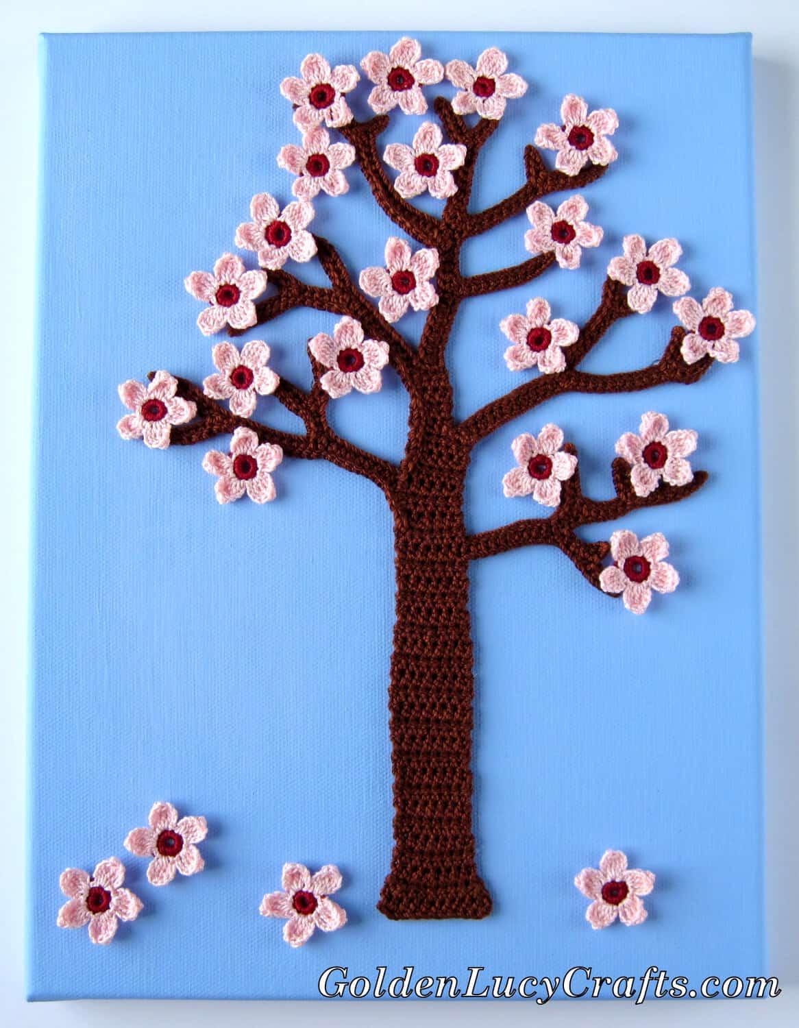 Spring Crochet Wall Art, Wall Decor, Cherry Blossom Tree