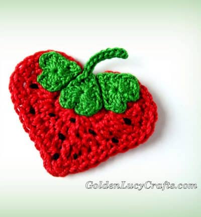 Crochet Strawberry Applique, Free Crochet Pattern - GoldenLucyCrafts