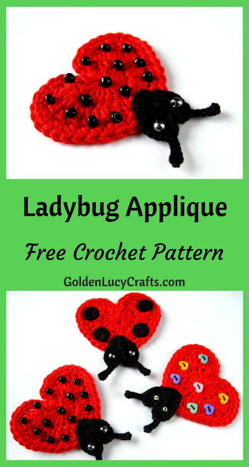 Crochet Ladybug Applique, Free Crochet Pattern - GoldenLucyCrafts