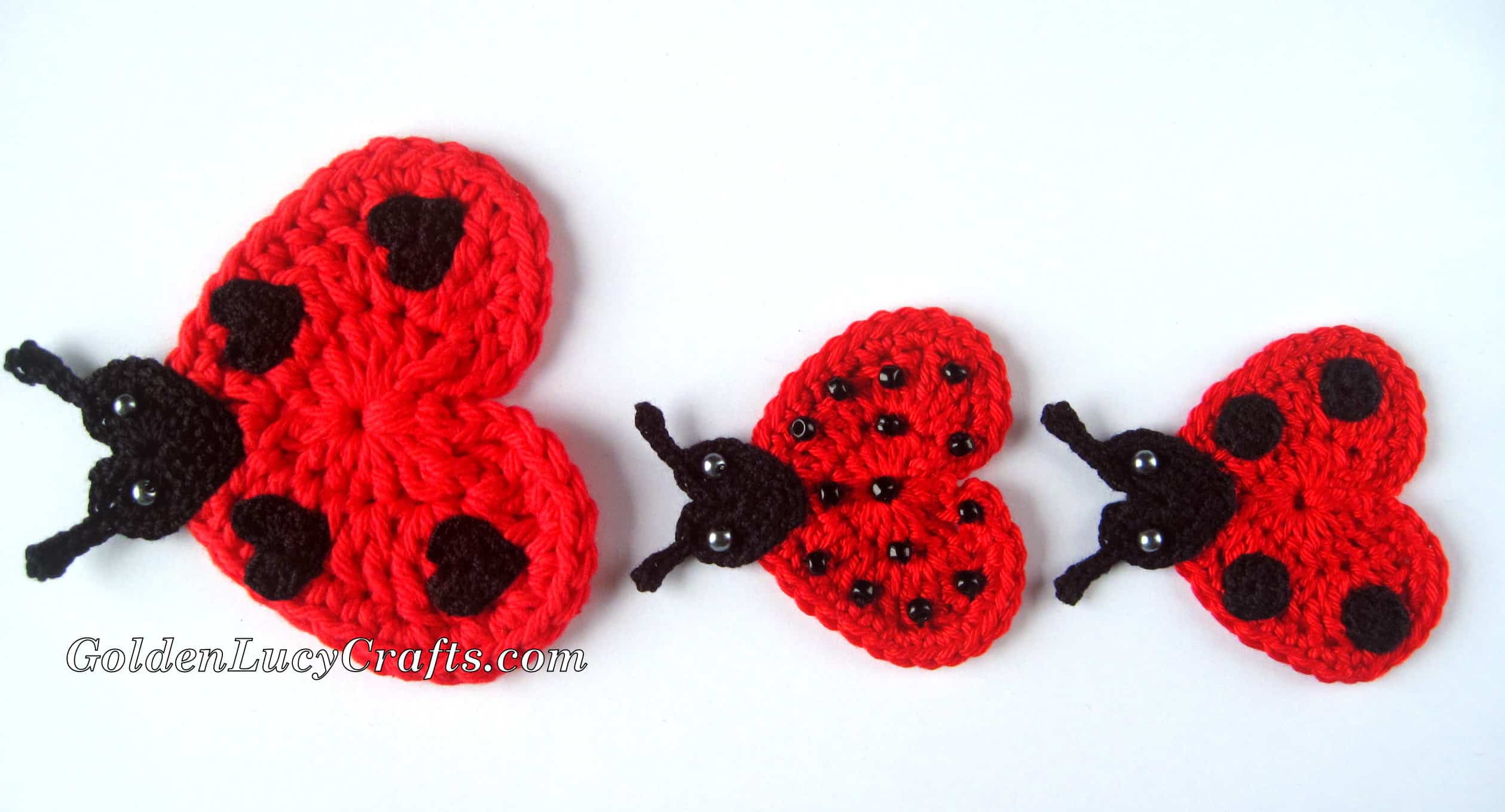 Crochet Ladybug Applique, Free Crochet Pattern - GoldenLucyCrafts