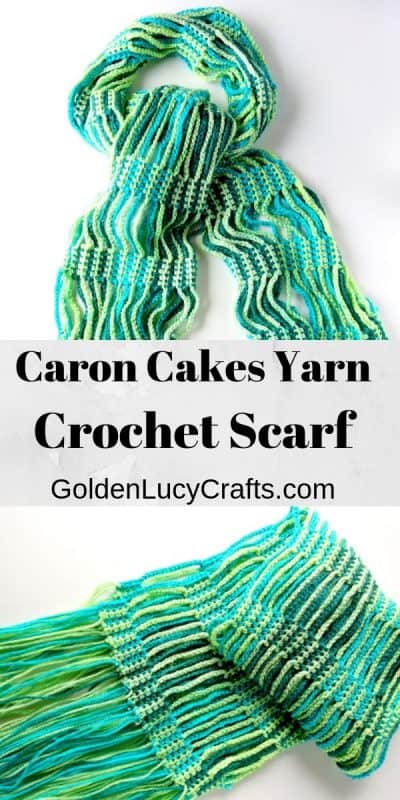 Crochet Scarf Made with Caron Cakes Yarn - GoldenLucyCrafts