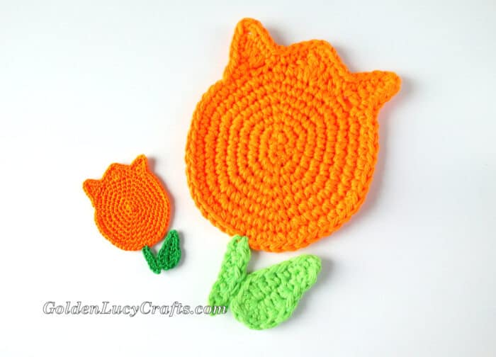 Crochet Pattern Tulip Coaster and Applique - GoldenLucyCrafts