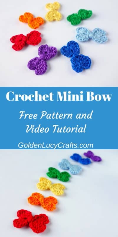 Mini Bow, Heart Bow, Free Crochet Pattern - GoldenLucyCrafts