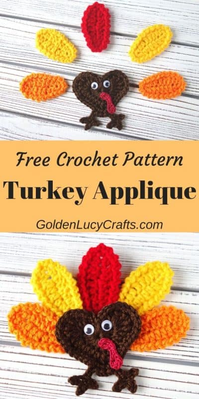 Heart Turkey Applique, Free Crochet Pattern – GoldenLucyCrafts