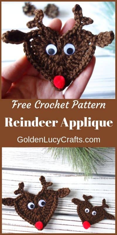 Crochet Pattern Heart Reindeer - GoldenLucyCrafts
