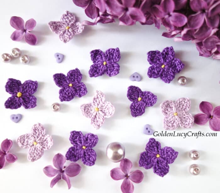 Crochet Lilac Flowers for a Mother’s Day Card - GoldenLucyCrafts