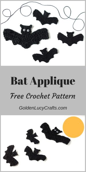 Crochet Bat Applique, Free Crochet Pattern – GoldenLucyCrafts