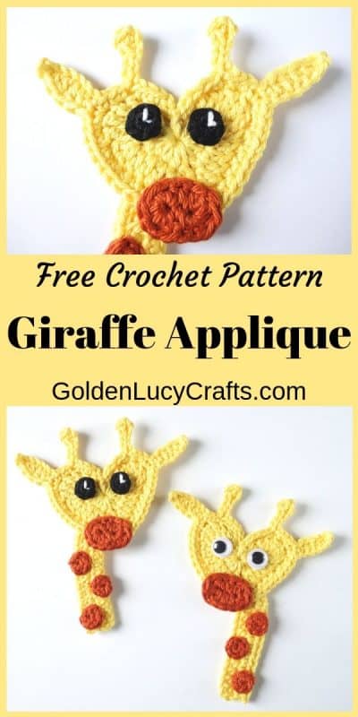 Heart Giraffe Applique, Free Crochet Pattern - GoldenLucyCrafts