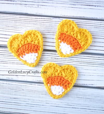Crochet Candy Corn Heart Appliqu - GoldenLucyCrafts
