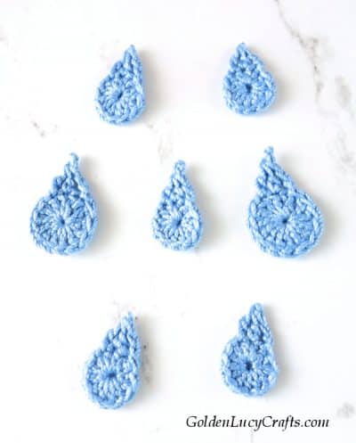 Crochet Cloud and Raindrop Applique - GoldenLucyCrafts