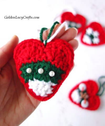 Crochet Christmas Ornament, Candy Corn Heart – Goldenlucycrafts