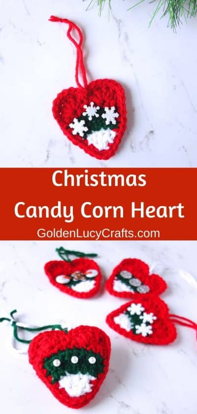 Crochet Christmas Ornament, Candy Corn Heart – Goldenlucycrafts