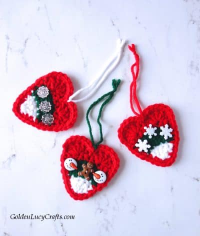 Crochet Christmas Ornament, Candy Corn Heart – Goldenlucycrafts