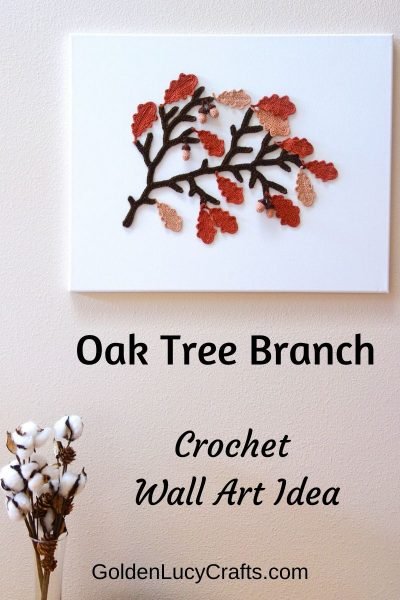 Crochet Autumn Oak Tree Branch, Crochet Acorn - GoldenLucyCrafts