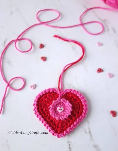 Crochet Valentine's Day Heart, Free Patern - GoldenLucyCrafts