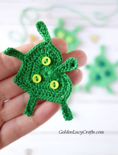Crochet Turtle Applique, Free Crochet Pattern - GoldenLucyCrafts