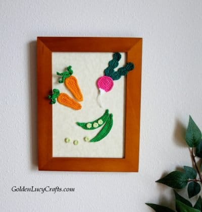 Radish, Carrot and Pea Applique, Free Crochet Pattern - GoldenLucyCrafts