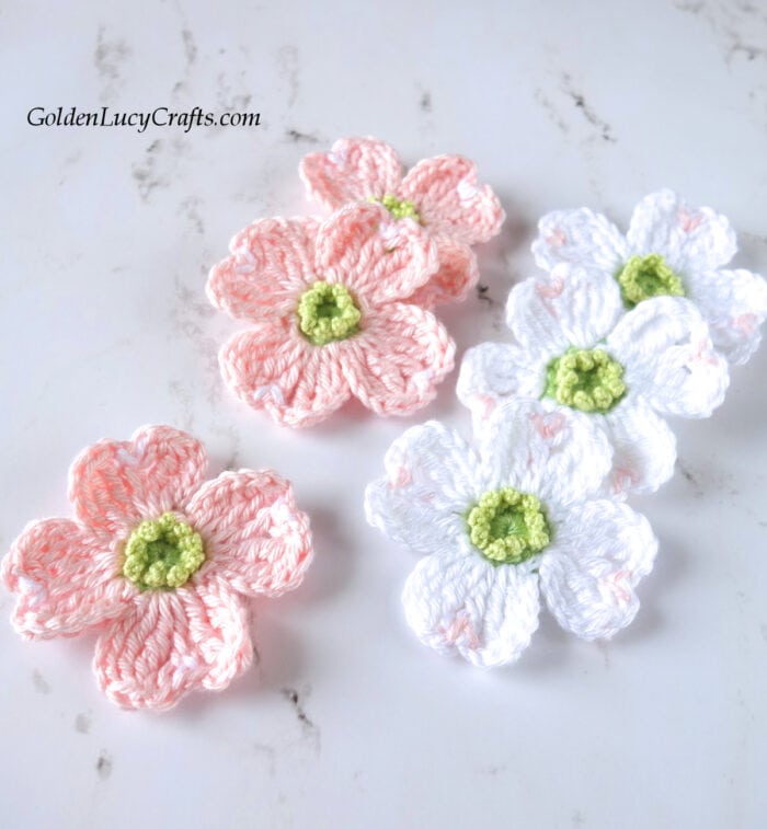 Crochet Dogwood Flower, Free Crochet Pattern - GoldenLucyCrafts