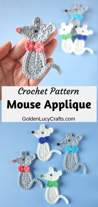 Mouse Applique, Free Crochet Pattern - GoldenLucyCrafts
