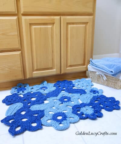 Crochet Rug Pattern, Flower Rug - GoldenLucyCrafts