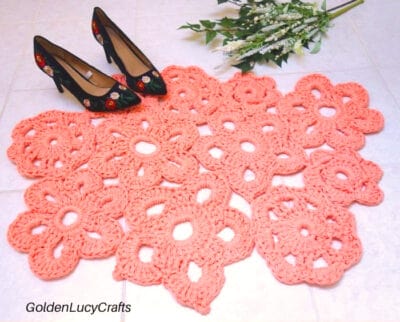 Crochet Rug Pattern, Flower Rug - GoldenLucyCrafts