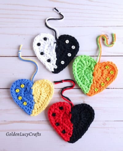Two-Colored Heart Crochet Pattern - GoldenLucyCrafts