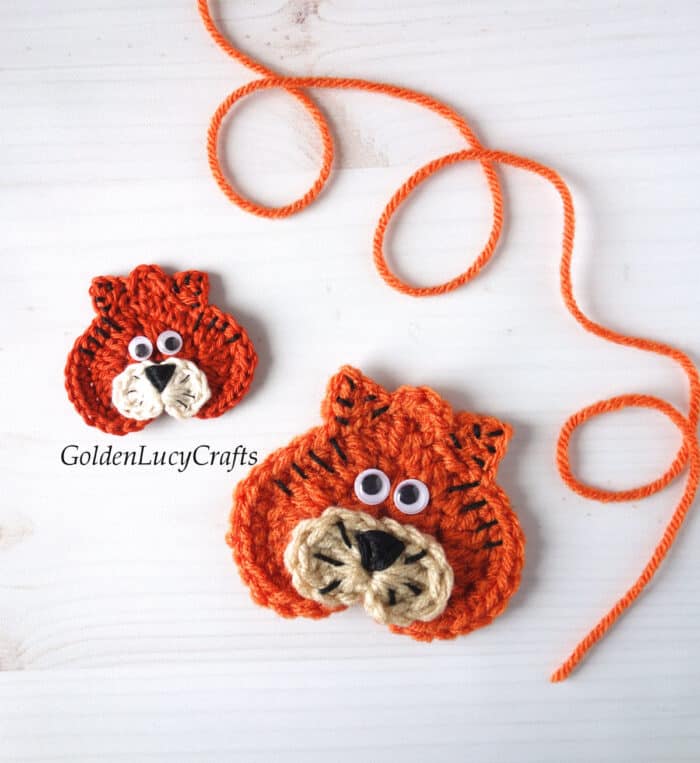 Heart Tiger Applique, Free Crochet Pattern - GoldenLucyCrafts