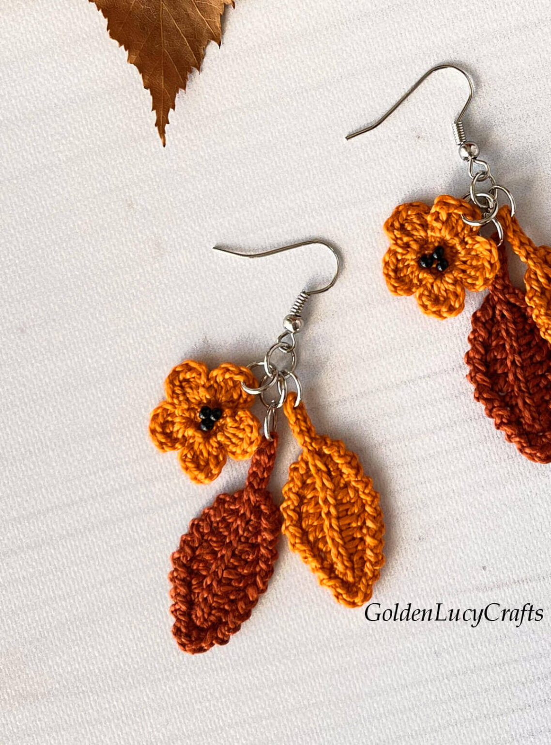 Fall Earrings, Free Crochet Pattern - GoldenLucyCrafts