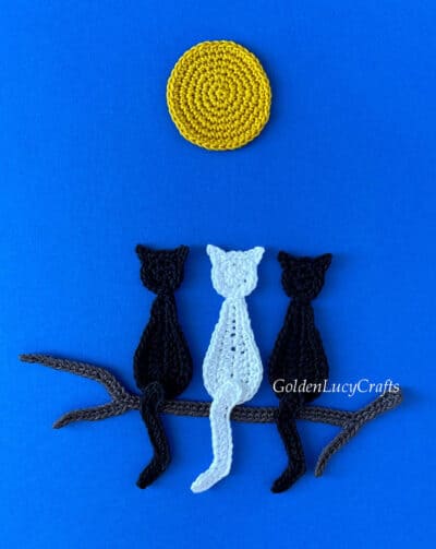 Cats and a Full Moon Crochet Pattern - GoldenLucyCrafts