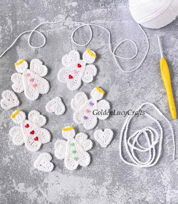 Crochet Angel Garland, Christmas - GoldenLucyCrafts