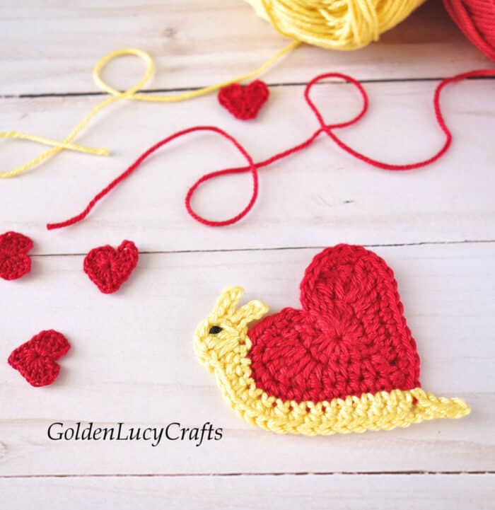 Crochet Snail Applique, Valentine’s Day Heart Snail – GoldenLucyCrafts