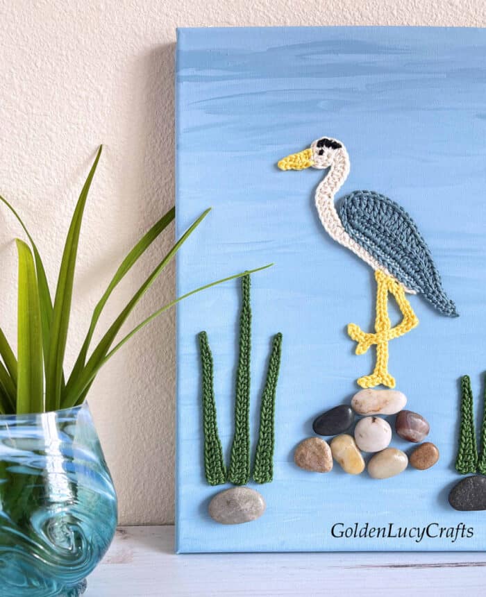 Blue Heron Crochet Wall Art - GoldenLucyCrafts