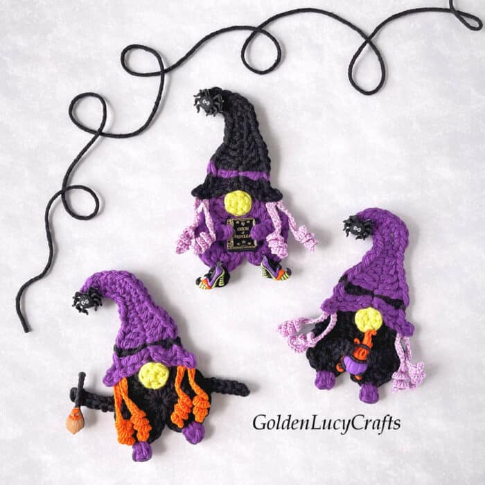 Crochet Witch Gnome, Halloween - GoldenLucyCrafts