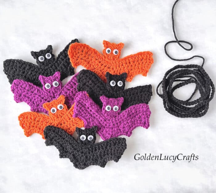 Crochet Halloween Bat Garland - GoldenLucyCrafts