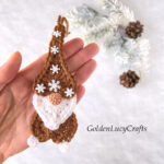 Crochet Gingerbread Gnome Christmas Ornament - GoldenLucyCrafts