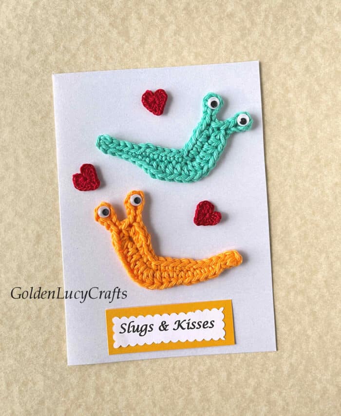 Crochet Slug Applique, Slugs and Kisses - GoldenLucyCrafts