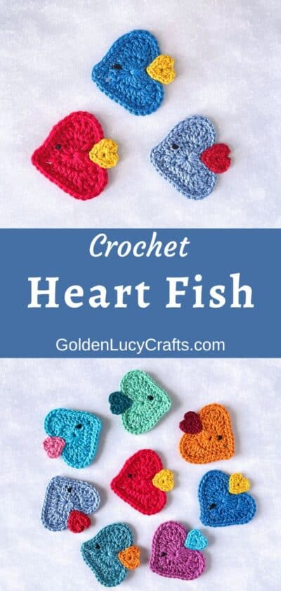 Heart Fish Applique, Free Crochet Pattern - GoldenLucyCrafts