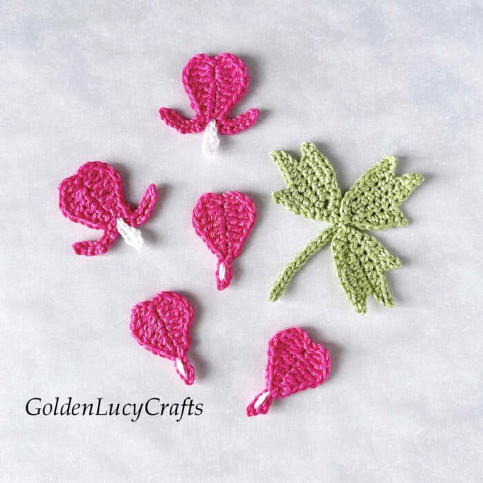 Bleeding Heart Applique, Free Crochet Pattern - GoldenLucyCrafts