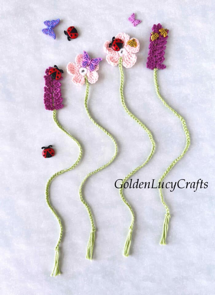 Crochet Flower Bookmarks - GoldenLucyCrafts