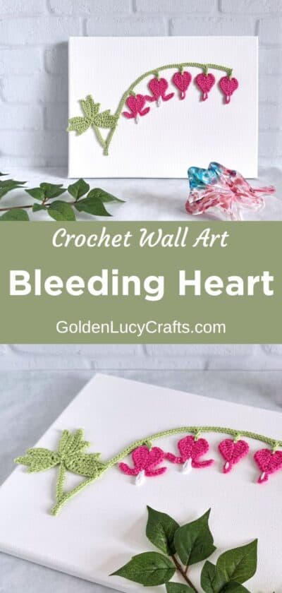 Bleeding Heart Flower Crochet Wall Art - GoldenLucyCrafts
