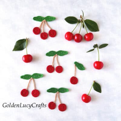 Cherry Applique, Free Crochet Pattern - GoldenLucyCrafts