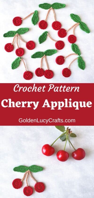 Cherry Applique, Free Crochet Pattern - GoldenLucyCrafts