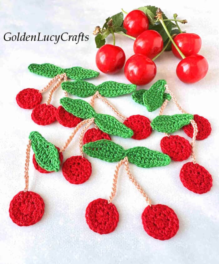 Cherry Applique, Free Crochet Pattern - GoldenLucyCrafts