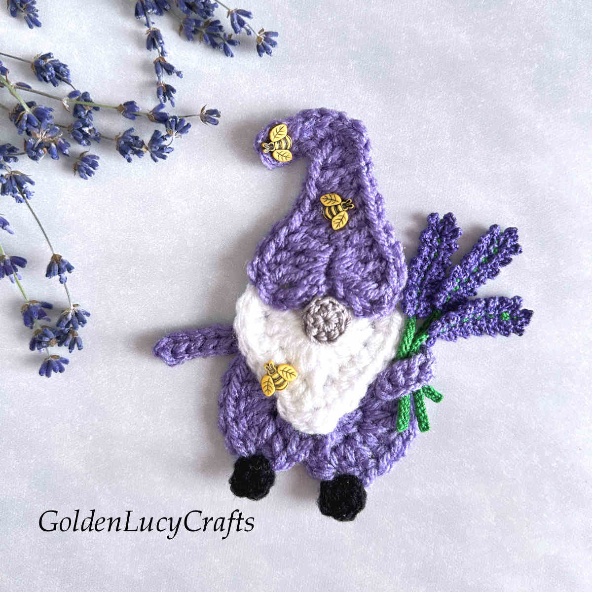 Crochet Lavender Gnome - GoldenLucyCrafts