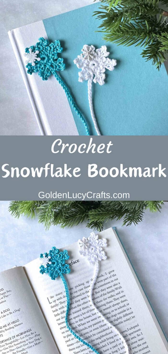 Crochet Snowflake Bookmark - GoldenLucyCrafts