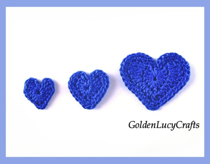 How to Crochet a Heart in 3 Sizes - GoldenLucyCrafts